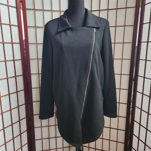 Doe & Rae | Jackets & Coats | Doe Rae Black Zip Up Asymmetrical Jacket ...